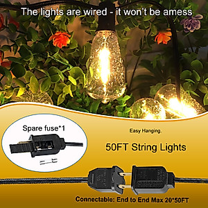 GLOBELIT Outdoor String Lights 50FT Waterproof Shatterproof Patio String Lights with 27 Dimmable Bulbs Warm White String Lights for Outside Connectable Backyard Lights Patio Lights