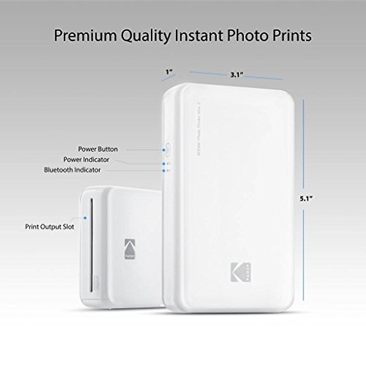 KODAK Mini2 Instant Photo Printer (Black) Basic Bundle + Paper (20 Sheets) + Deluxe Case, AMZKODMP2K1B