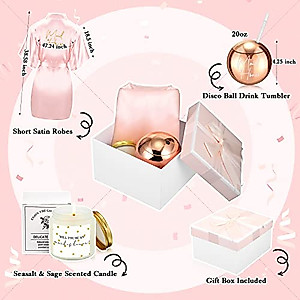 Maid of Honor Proposal Gifts Includes Maid of Honor Short Silk Robes Will You Be My Maid of Honor Bridesmaid Candle Drink Tumbler with Straw and Gift Box for Wedding Bachelorette Party(Maid of Honor)
