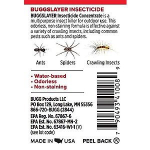 BUGGSLAYER Crawling Insect Insecticide Concentrate 8-oz. Outdoor Killer for Ants, Spiders, Mosquitoes, Ticks and Fleas.