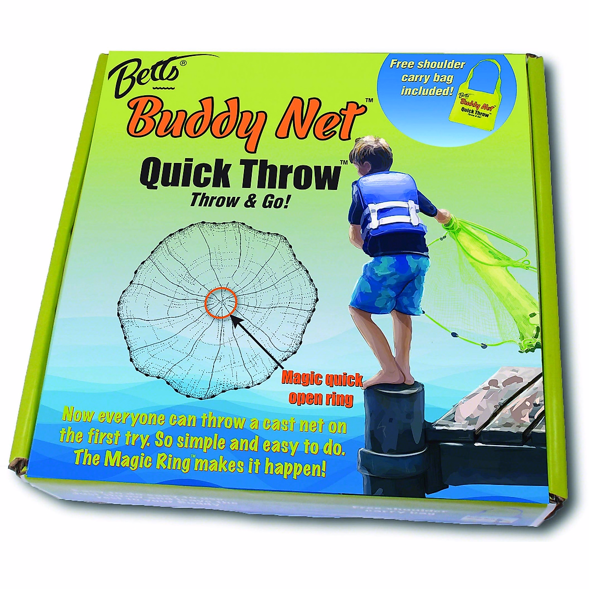 Betts CH4-I-EZ Buddy Throw Net, 4', Chartreuse