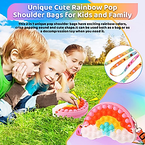 for Girls Xmas Stocking Suffers Birthday Present Toys Valentines Gift Pop Purse Rainbow Cloud Wallet, Stress Release Fidget Toy