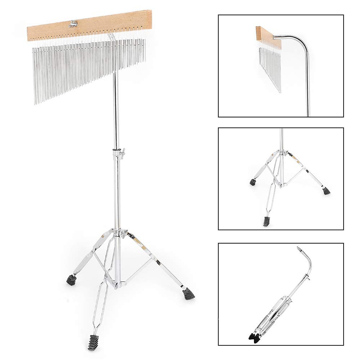 36 Tone Bar Wind Chime, Bar Single Row Wind Chime, Music Percussion Silver with Mounting Bracket, Aluminum Alloy Music Bell, Music Percussion with Tripod Stand and Percussion