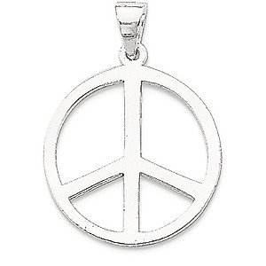 925 Sterling Silver Peace Sign Inspirational Symbol Necklace Charm Pendant 35mm x 24mm Only