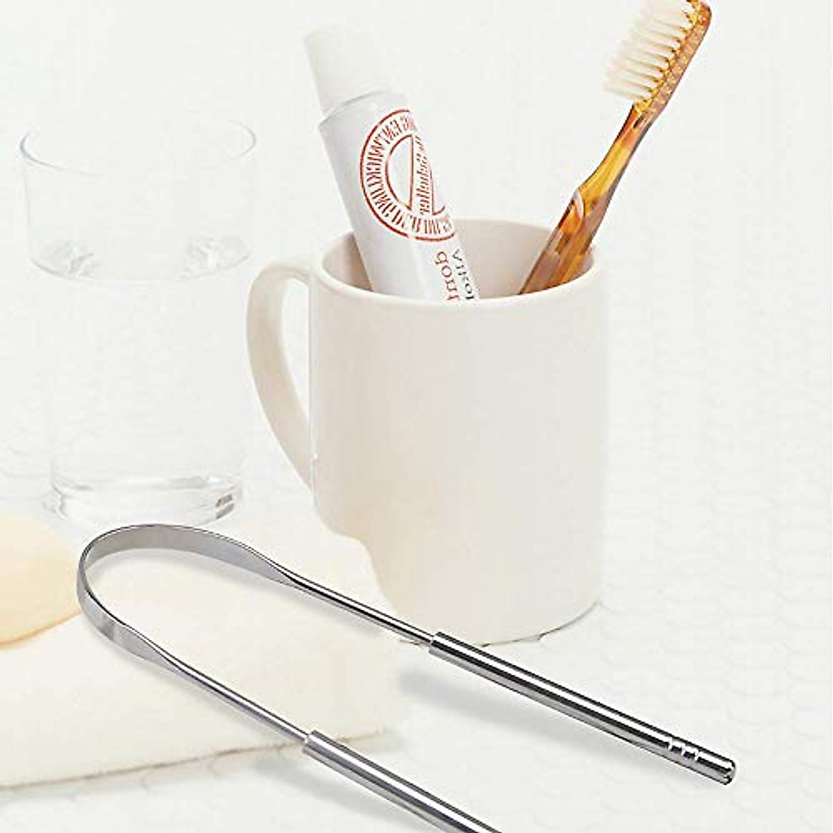 YIBIDINAY Tongue Scraper Cleaner for Adults Surgical Grade Stainless Steel Metal Tongue Brush Dental Kit Professional Eliminate Bad Breath With Non-synthetic Grip (2 Pack)