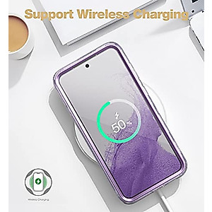 SURITCH for Samsung Galaxy S23 6.1 Inch Case, [Built-in Screen Protector] [Dual-Layer Protection ] Full Shockproof Rugged Bumper Phone Protective Cover - Purple Cosmos