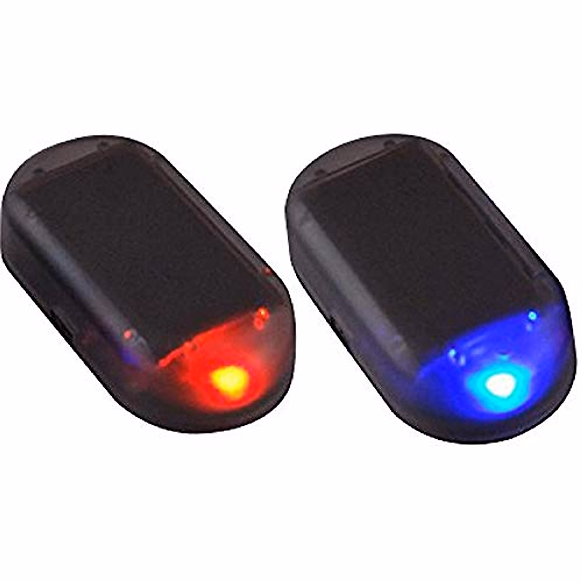 2 Pack Car Solar Power Simulated Dummy Alarm Warning Anti-Theft LED Flashing Security Light Fake Lamp (Blue + Red)