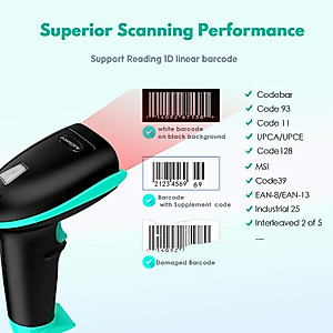 NADAMOO USB Barcode Scanner with Stand, Automatic Sensing 1D Handheld Wired Laser Bar Code Reader Portable Hand Bar Code Scanner Fast Auto Scan for Warehouse Retail Store Library Supermarket POS