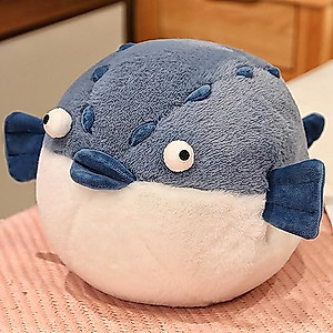 XIYUAN Crocodile Plush Toy Puffer Fish Doll, Stuffed Animal Toy Cushion Pillow, Crocodile Stuffed Animal, Boys and Girls Plush Doll Toy or Children's Gift (Blue, 18-Inch)