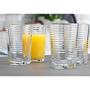 Juice Glasses 7 oz. Set Of 4 Glass Cups – By Home Essentials and Beyond – Beverage Water Tumblers for Juice, Whiskey, Cocktails, Iced Tea. Dishwasher safe.