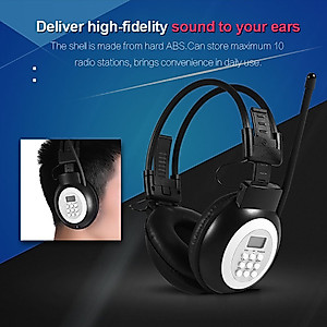 Serounder FM Radio Headphone with LCD Display, Over Ear Foldable Wireless/Wired Stereo Noise-Cancelling HiFi Headset Radio Receiver Hearing Protector Earmuff