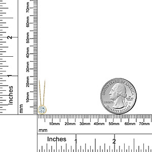 Gem Stone King 14K Yellow Gold Sky Blue Aquamarine Pendant Necklace For Women (0.45 Cttw, Gemstone March Birthstone, Round 5MM, with 18 Inch Chain)