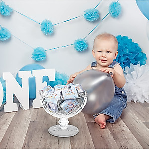 Baby Shower Candy Wrappers, Shower Mini Candy Bar Miniatures Wrappers Chocolate Bar Label Stickers for Boys Girls Kids Baby Shower Decor (No Candy)(Blue Bear, 90 Pieces)