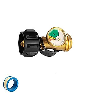 Ninyoon New Version Propane Gauge for 5-100 lb Tank, Universal QCC1 Propane Tank Gauge Level Indicator Leak Detector Type -1 Connection for BBQ Gas Grill, RV Camper, Propane Tank (Single Pack)