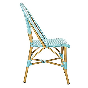 Safavieh Home Collection Hooper Indoor-Outdoor Stacking Side Chairs | Teal & White | Set of 2
