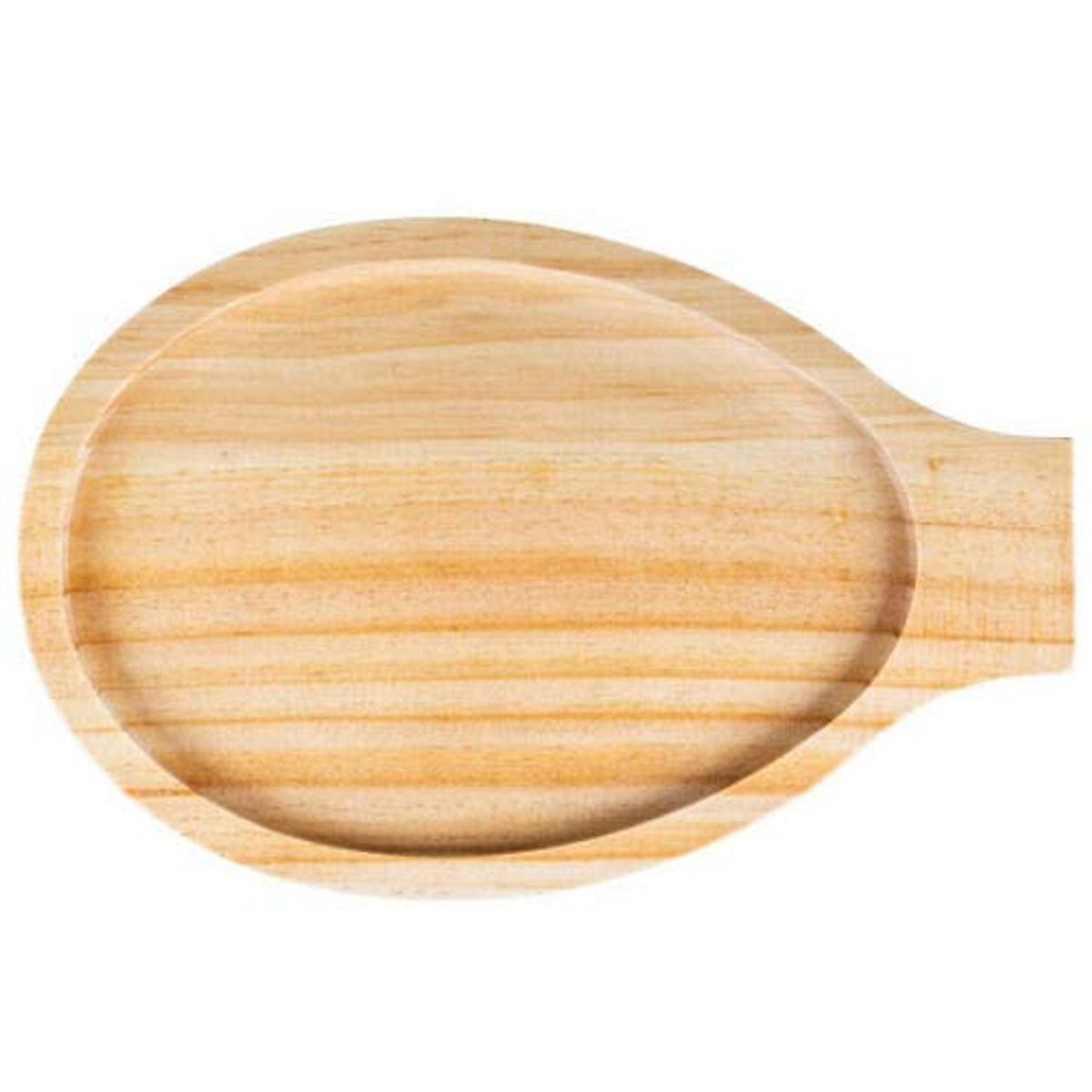 Choice 9 1/4" x 7" Oval Cast Iron Fajita Pan Set with Wood Serving Underliner (Black)