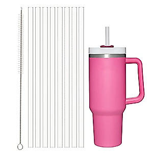 8Pack Replacement Straws for Stanley 40oz 30oz 20oz 14oz Tumbler, Airboat Reusable Clear Straws Compatible with Stanley Adventure Quencher Travel Mug Cup, Plus Cleaning Brush