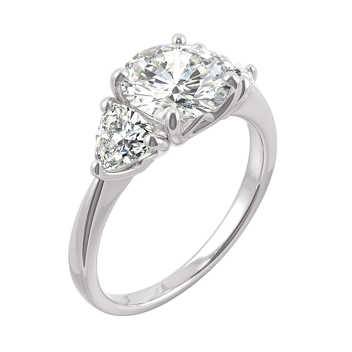 14K White Gold Moissanite by Charles & Colvard 8mm Round Engagement Ring-size 7 2.70cttw DEW