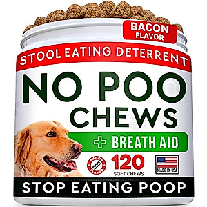 STRELLALAB No Poo Treats for Dogs - Coprophagia Stool Eating Deterrent - Digestive Enzymes - Gut Health & Immune Support - Stop Eating Poop - Bacon Flavor 120 Chews