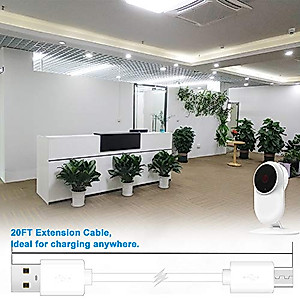 2 Pack 20ft Power Extension Cable for Wyze Cam Pan,WyzeCam,Kasa Cam,Yi Dome Home,Furbo Dog,Nest Cam,Oculus Go,Blink,Cloud Cam,KasaCam NestCam Indoor,Netvue,SCOVEE USB Flat Charging Charger Cord