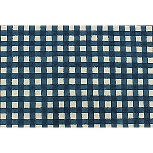 Casavani Hand Block Printed Area Rug Hand Made Geometric Blue Tassel Rug Cotton Easy Washable Rugs Best Uses For Doormat Entryway Kids Room Bedroom Hallway 4x8 6x8 7x7 Feet Square
