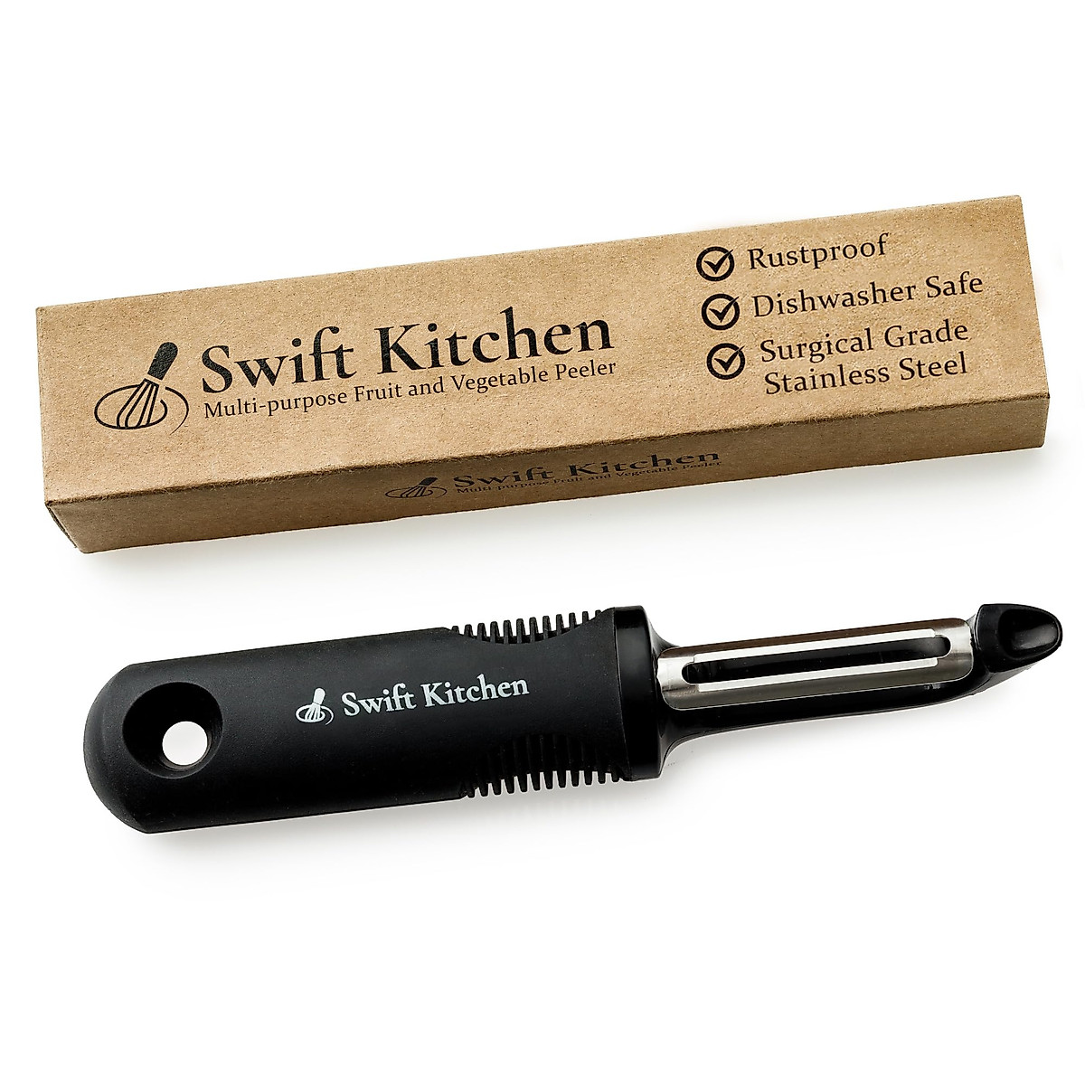 Swift Kitchen Vegetable Peeler with Ultra Sharp Surgical Grade Stainless Steel - Multipurpose, Rustproof, Dishwasher Safe - Peelers for Kitchen, Potato, Apple, Veggie, Fruit