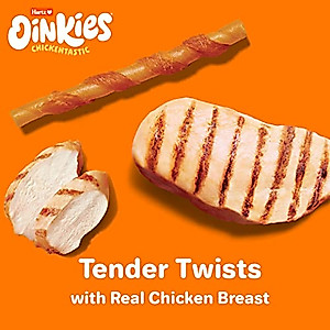Hartz Oinkies Rawhide-Free Tender Treats Wrapped with Chicken Dog Treats Chews, 18 Count, Highly Digestible, No Artificial Flavors, Perfect for Smaller and Senior Dogs
