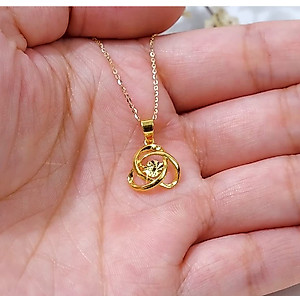 SISGEM 18k Yellow Gold Love Knot Pendant Necklace for Women, Real 18 Karat Gold Anniversary Jewelry for Wife, Birthday Gifts for Mother, Present for Her, 18"