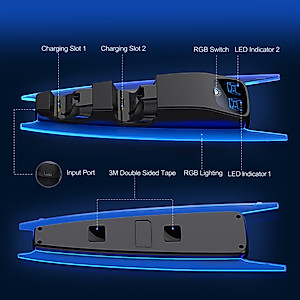EXTREMECOOL PS5 Controller Charging Station for Dualsense, Dual PS5 Charging Station with RGB Light and Upgraded Touch Switch, PS5 Controller Accessories PS5 Controller Charger Dock on Top of Console