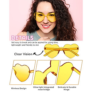 Colzzy 16 Pair Heart Shaped Sunglasses Candy Color Glasses Frameless Sunglasses for Party Women(Fresh Colors)