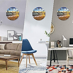 TAHEAT Beach Waves in The Sunset Wall Clock, Silent Non Ticking Battery Operated Clocks, Easy to Read Decorative Wall Clock for Bedroom/Kitchen/Living Room/Bathroom, 14 Inch
