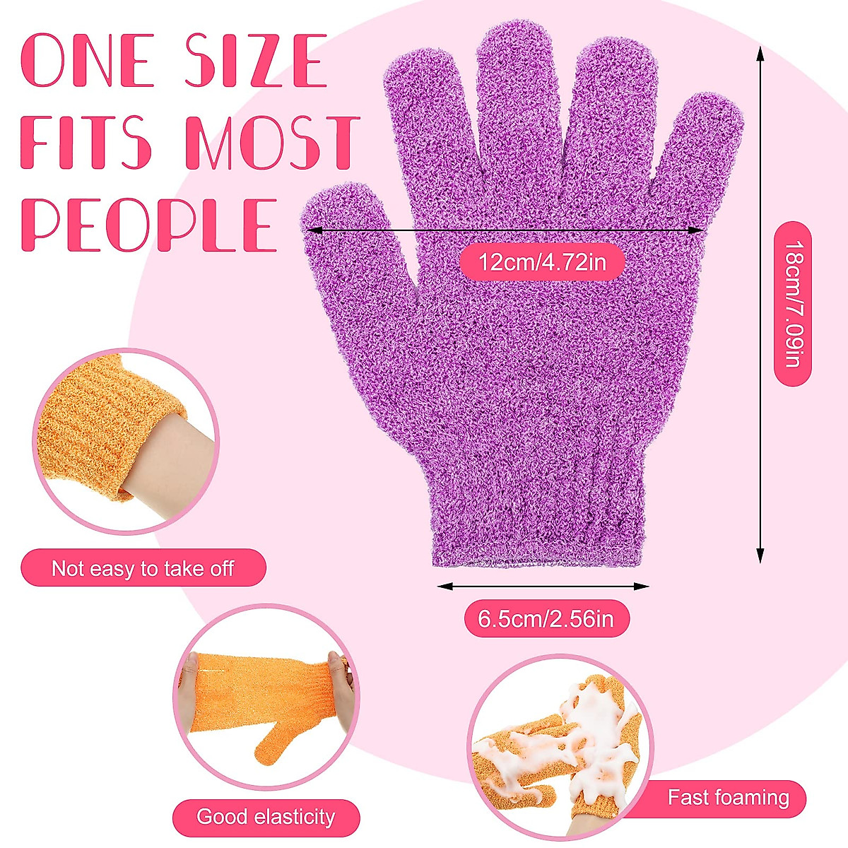 Tegeme 50 Pcs Exfoliating Gloves for Body, Double Sided Exfoliating Bath Gloves Shower Gloves for Women Deep Clean Skin for Spa Massage Beauty Skin Shower Scrubber Bathing Accessories (13 Colors)