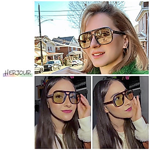 HERJOUR Retro Trendy Square Aviator Sunglasses Womens Mens 70s Classic Vintage Oversized Sun Glasses AR82173
