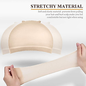 MORGLES 20 Pcs Wig Cap Beige, Stretchy Nylon Wig Caps for Women