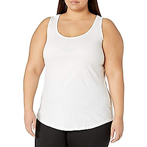JUST MY SIZE Womens Plus Cotton Jersey Shirttail Top, Sleeveless Tank-top-and-cami-shirts, White