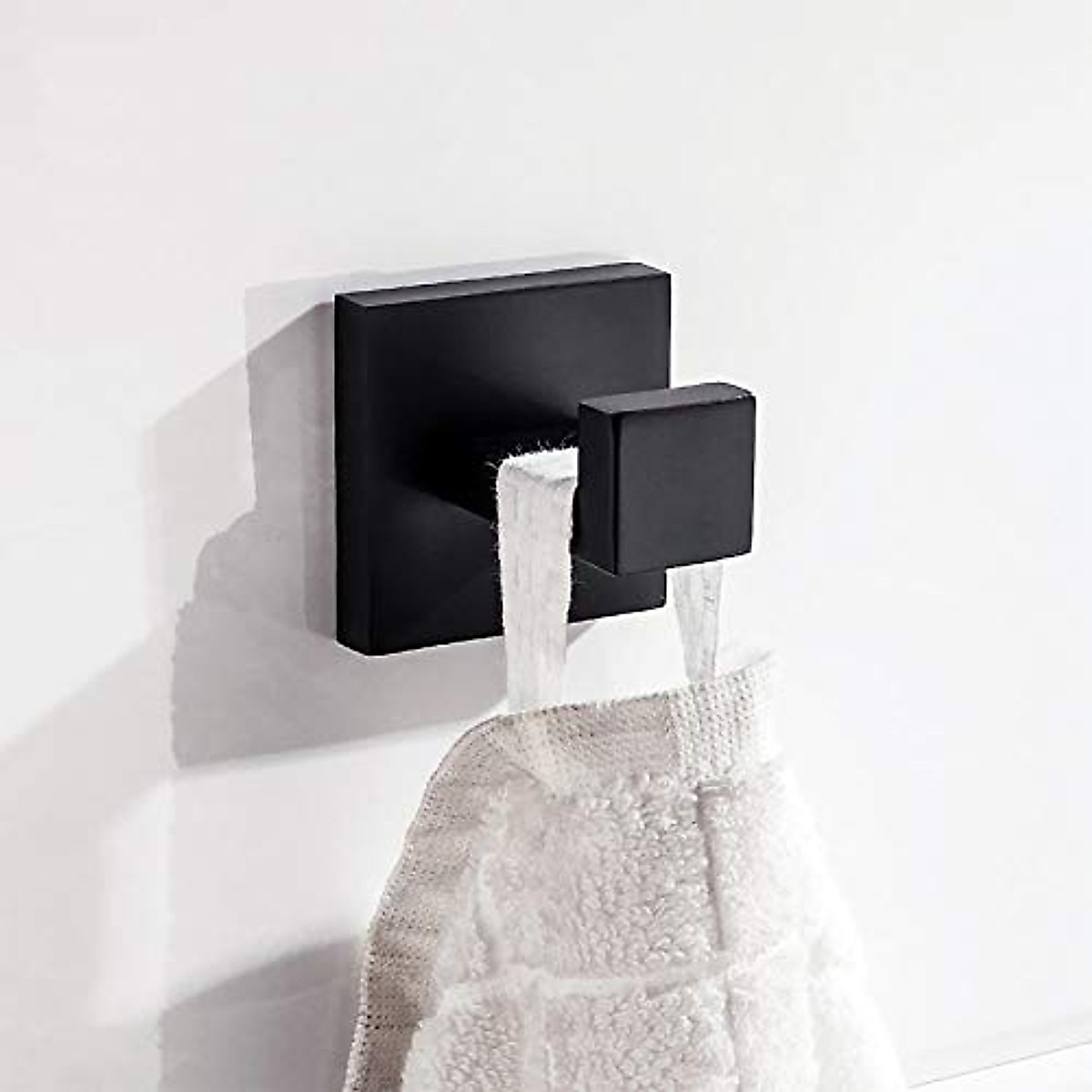 Nolimas 2 Pack Matte Black Towel Hook Stainless Steel Bathroom Rustproof Clothes Towel Coat Hook Wall Mounted Square Toilet Kitchen Heavy Duty Door Hanger