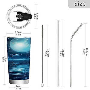 Wassud Night Sky 20 oz Tumbler with Lid and Straw Stainless Steel Double Wall Vacuum Tumblers Insulated Travel Coffee Mug for Cold and Hot Drinks