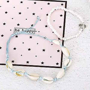 Aluinn Boho Turtle Layered Shell Anklet Set Silver Ankle Bracelets Beaded Foot Chain Beach Foot Jewelry Accessories for Women summer gifts