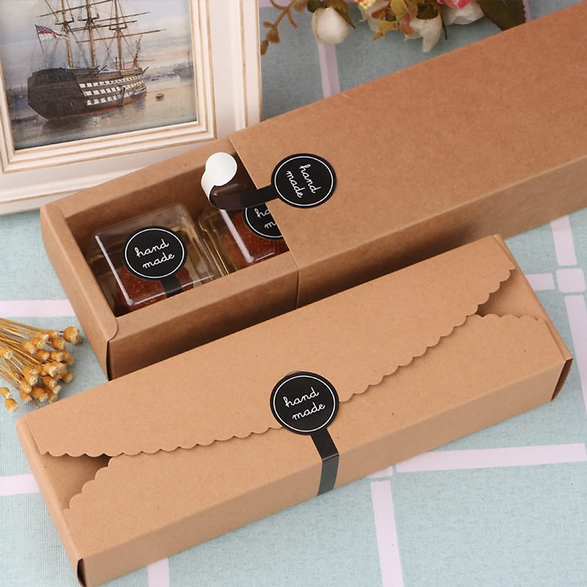 AKOAK 300 Pcs Self-Adhesive Label Stickers, Handmade" Black Strip Seal Stickers, Cookies/Candy/Snacks/Baking/DIY Gift Stickers/Party Supplies