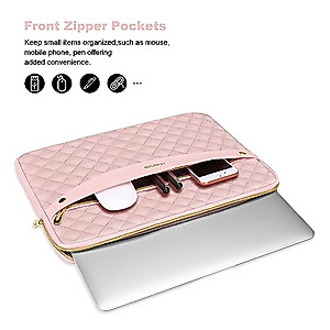 MOSISO Laptop Sleeve Compatible with MacBook Air/Pro, 13-13.3 inch Notebook,Compatible with MacBook Pro 14 inch 2023-2021 A2779 M2 A2442 M1, Square Quilted Polyester Horizontal Carrying Bag,Chalk Pink