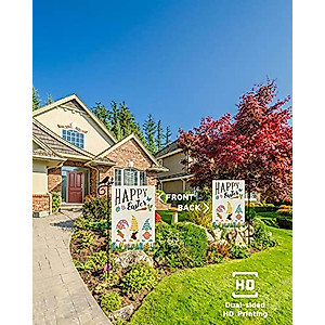 Easter Garden Flag, Double Sided Vertical Burlap Mini Flag for Garden Yard House, Happy Easter Outdoor Bunny Egg Gnome Small Flag, Farmhouse Outside Holiday Decorative Decoration, 12x18 Inch