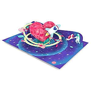 Paper Love Pop Up Valentines Card, 3D Love Galaxy - 5" x 7" Cover - Includes Envelope and Note Card