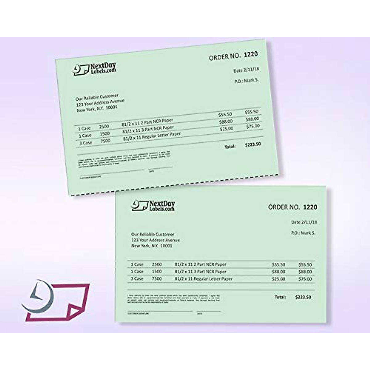 NextDayLabels - Pack of 500 Sheets, 8-1/2 x 11" Letter Size Perforated Paper (Green, Perf @ 5-1/2")