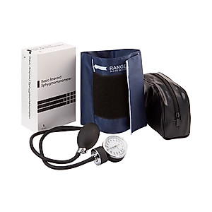 McKesson Basic Pocket Aneroid Sphygmomanometer - Blood Pressure Gauge and Cuff, 2 Tubes, for Adults, Navy Blue - Large Cuff, 34 cm to 50 cm, 21.6 in Long Tubes, 1 Count