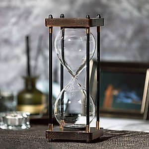 Large Fillable Hourglass Timer Sand Clock, Decorative Wooden Empty Hourglass Sand Timer