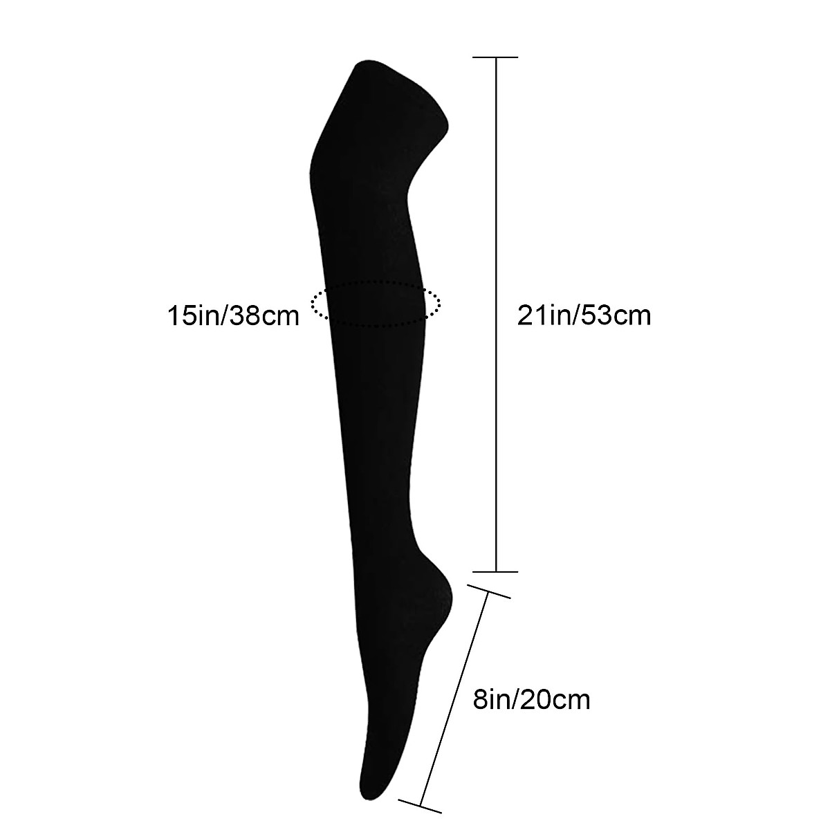 ONESING 8 Pairs Black Thigh High Socks for Women Thigh High Stockings Over the Knee High Socks for Women Long Cotton Socks Thick Cotton Leg Warmers for Girls