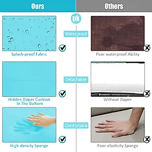 Tangkula 2 Pieces Patio Rattan Ottomans, All Weather Outdoor Footstool Footrest Seat with Soft Cushion, Hidden Zipper, High-Density Sponge, Wicker Ottoman Seat for Patio, Garden, Poolside (Turquoise)