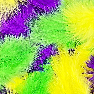 600pcs Mardi Gras Feathers Yellow Green Purple Feather for Mardi Gras DIY Crafts