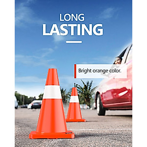 BATTIFE 12Pack Traffic Safety Cones 18" inch with Reflective Collars PVC Orange Construction Cones for Home Driveway Road Parking Use