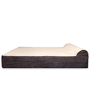 KOPEKS Jumbo Orthopedic Dog Bed - 7-inch Thick Memory Foam Pet Bed with Pillow with Removable Cover & Free Waterproof Liner - for Large Breed Dogs, XL, Brown-Plush Top